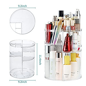 COOLBEAR Makeup Organizer,360 Degree Rotating Adjustable Acrylic Cosmetic Storage Display Case,6 Layers Large Capacity Makeup Storage for Perfumes,Makeup Brushes,Lipsticks and More,Clear Transparent