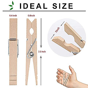 Clothes Pins Wood for Hanging Clothes,3.5 Inch【100pcs】 Heavy Duty Wooden Clothespins,Clothes Pins for Craft,Wooden Clips for Pictures. | Rust Resistant