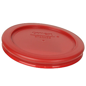 Pyrex Poppy Red (2) 7202-PC, (2) 7200-PC, (2) 7201-PC, & (1) 7402-PC Round Plastic Food Storage Replacement Lids, Made in USA