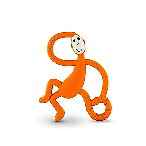 Matchstick Monkey Dancing Monkey Teething Toy for Babies & Toddlers, BPA-Free Food Grade Silicone, Easy to Hold, Stimulates and Massages Sore Gums, Orange