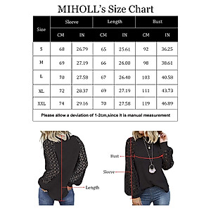 MIHOLL Women's Long Sleeve Tops Lace Casual Loose Blouses T Shirts (Black, Large)