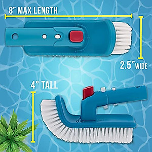 U.S. Pool Supply Professional Pool Step and Corner Cleaning Brush with Adjustable 180 Degree Handle Rotation - Curved End Bristles - Easily Scrub Sweep Clean Swimming Pools, Spas, Hot Tubs, Bathroom