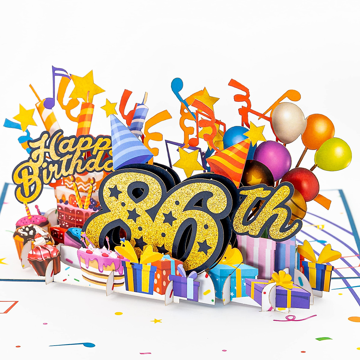 iGifts And Cards Happy 86th Blue Birthday 3D Pop Up Greeting Card – Awesome 86 Birthday Card For Man, Woman, Happy Eighty Six Birthday Gift For Dad, Mom, Husband, Wife Present, 5" X 7"