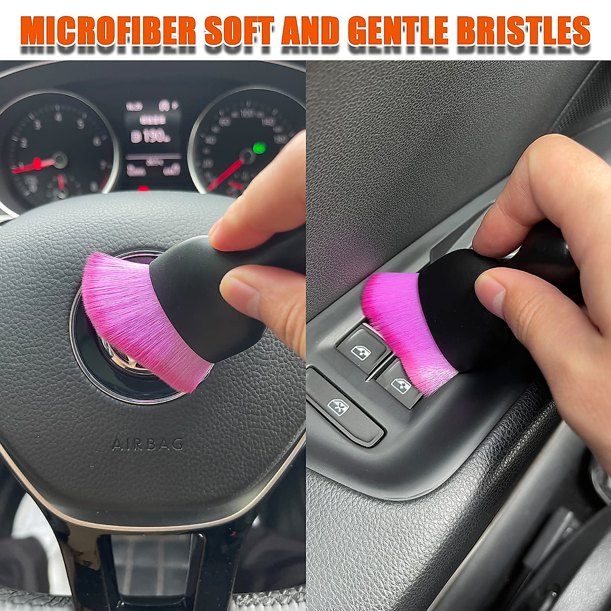 tobenbone Car Interior Detailing Brush, Ultra Soft Non-Scratch Dust Brush, Car Interior Cleaning Tool for Cleaning Panels, Air Vent, Leather (Purple)
