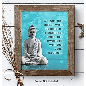 Buddha Decor - Zen Wall Art - Meditation Picture Print Home Decoration for Spa, Living Room, Yoga Studio, Bedroom - Inspirational New Age Quote Saying - Gift for Women, Buddhism Fan, Buddhist - 8x10
