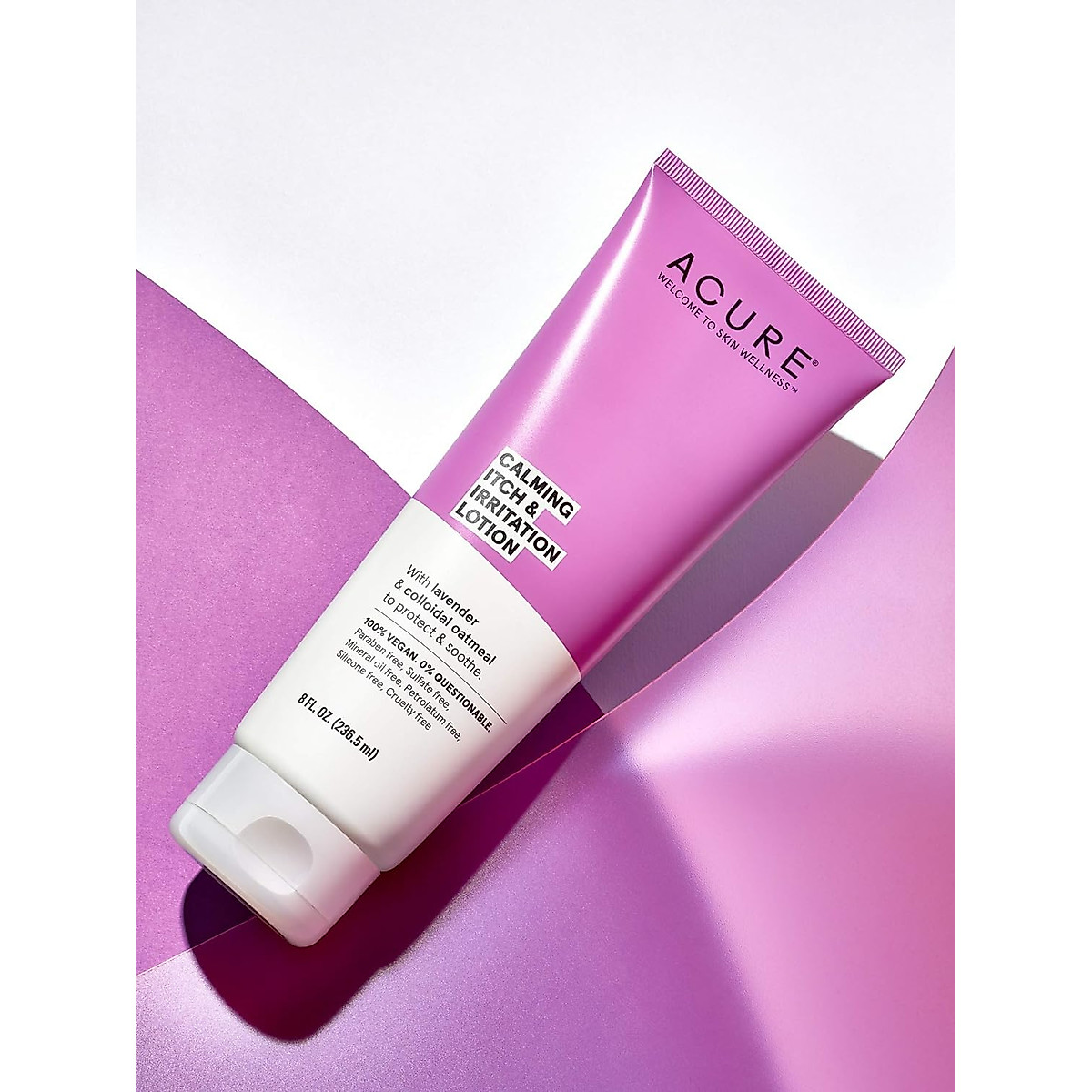 ACURE Calming Itch & Irritation Lotion - Moisturizing Lotion with Colloidal Oatmeal, Cocoa, Shea Butter Blend - Soothing Relief Cream with Lavender Aroma for Irritated Dry Skin - 100% Vegan - 8 Fl Oz