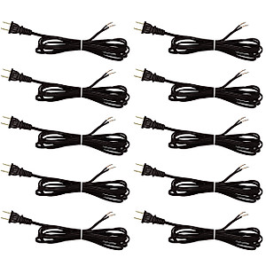Creative Hobbies Black Lamp Cord, 8 Foot Long, Replacement Lamp Cord Lamp Repair Part, 18/2 SPT-1 Wire, UL Listed (10)