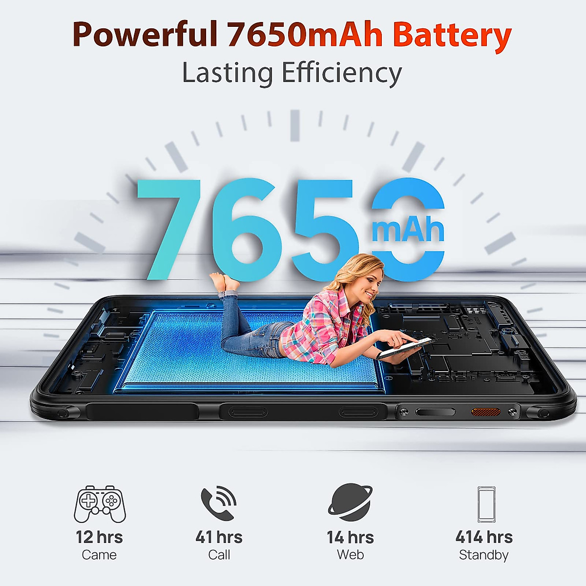 Ulefone Armor Pad Rugged Tablet(WiFi+Cellular), 7650mAh, 8 Inch IP69K Waterproof Tablet, Octa Core 4GB + 64GB Android 12, Dual Speakers Dual 4G, uSmart Expansion Connector, 13MP + 5MP, BT5.2/GPS/NFC