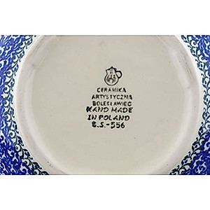 Authentic Polish Pottery 7½-inch Batter Bowl made by Ceramika Artystyczna (Blue Pansy Theme) + Certificate of Authenticity