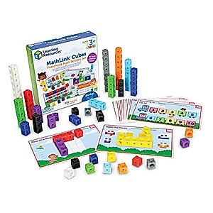 Learning Resources MathLink Cubes Preschool Math Activity Set, 115 Pieces, Ages 3+ Preschool STEM Activities, Math Activity Set and Games for Kids