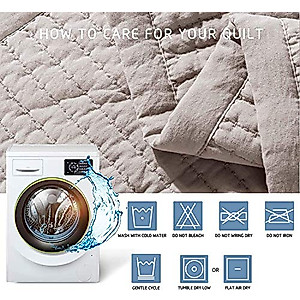 KASENTEX Quilt Mini Set-Stone Washed-Super Soft Bedspread-Light Weight-White Down Alternative Microfiber Fill-Machine Washable-Solid Colors, Full/Queen +2 Shams, Camel