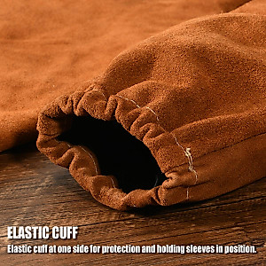 Leather Welding Work Sleeves for Men&Women - Heat&Flame Resistant Arm Protection with Kevlar Stitching and Cotton Lining (One Size Fit Most, Brown)