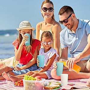 Hlukana Wheat Straw Cups Set of 8, 20 oz Unbreakable Drinking Cup, Chip Resistant Cups, Reusable Water Cup Set, Large Cups for Kitchen, Camping, BPA Free Cups, Dishwasher & Microwave Safe Tumbler Cups