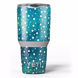 Design Skinz Green and White Watercolor Polka Dots - Skin Decal Vinyl Wrap Kit Compatible with The Yeti Rambler Cooler Tumbler Cups