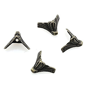 Box Legs TAODAN 12pcs Antique Brass Box Legs Corner Protector Jewelry Chest Box Wooden Case Decorative Feet Leg Metal Corner Bracket