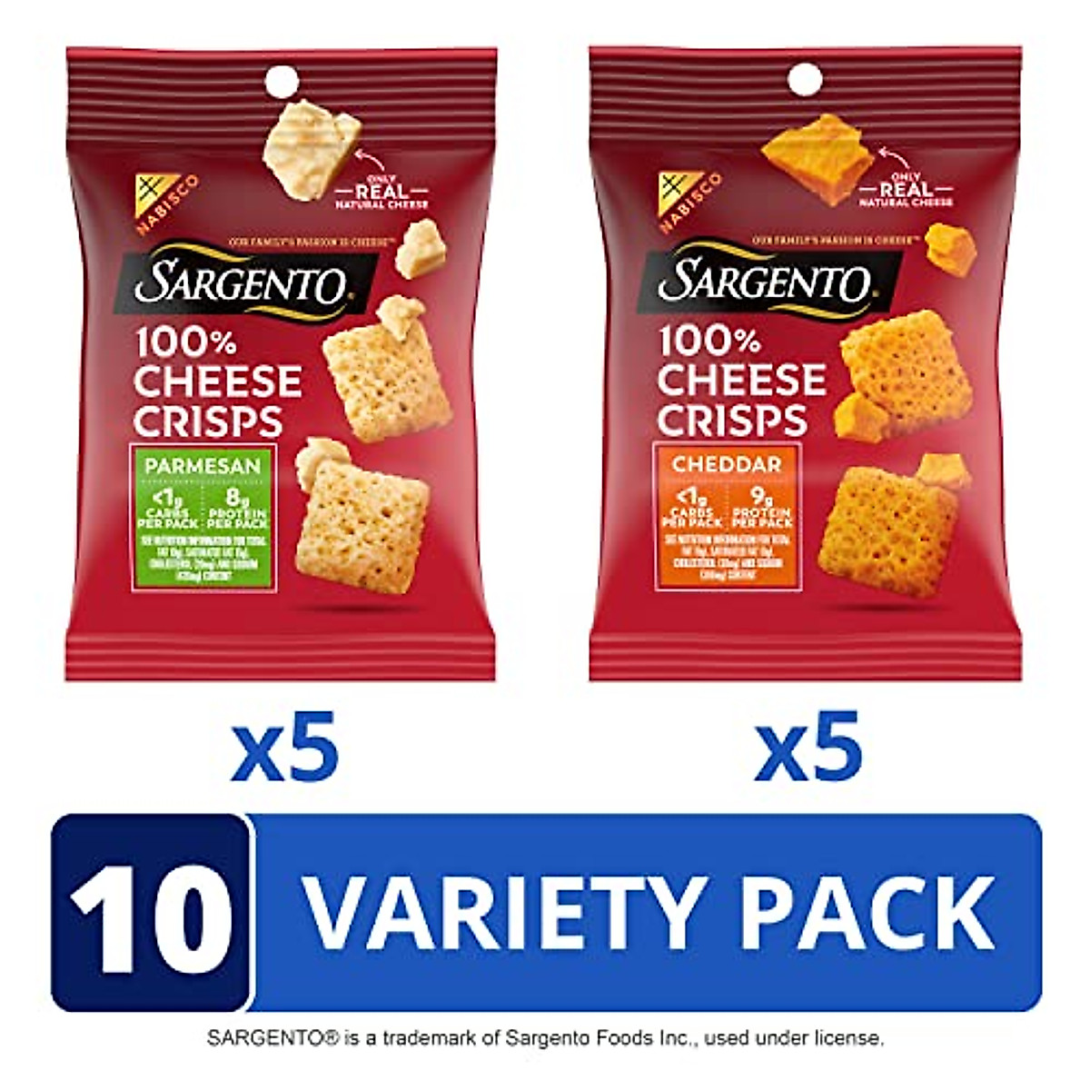 SARGENTO® 100% Cheese Crisps Variety Pack, Parmesan and Cheddar, 10 Snack Packs