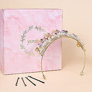 Princess Tiaras for Girls, Birthday Crown for Girls Butterfly Princess Performance Disc Hair Model Catwalk Handmade Crystal Tiara