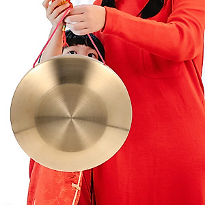 Generic Gong with Mallet, 22 cm/8.66inch Tam Tam Gong Traditional Chinese Percussion Instrument, Copper Decorative Chau Gong for Home, Office (H214140W243F9W3F2)
