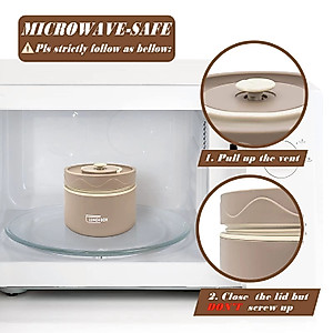 QQKO Microwavable Portable Insulated Food Lunch Container Set with Lunch Box, 4 Separate Stackable Lunch Container for Adult Kids Men Women, 66 Oz/8.25 Cup, Brown