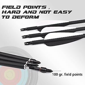 TY Archery 26"/28"/30" Carbon Arrow Archery Hunting Arrows with 100 Grain Removable Field Tips Target Practice for Compound Bow&Recurve Bow&Traditional Bow