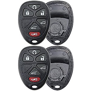 2 KeylessOption Replacement 6 Button Keyless Entry Remote Key Fob Shell Case and Button Pad -Black