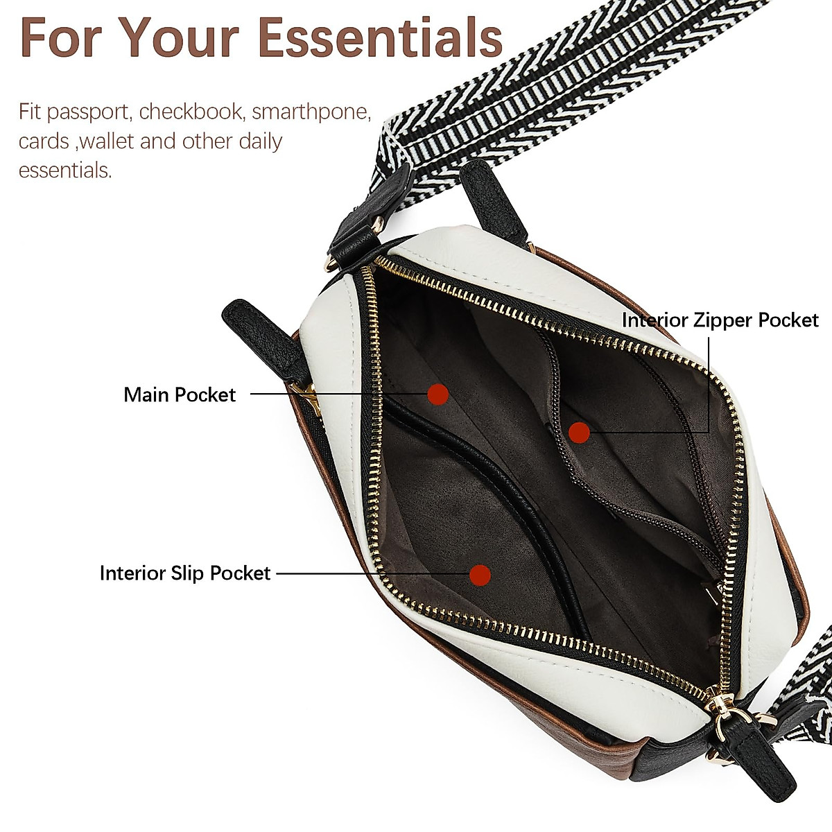 BOSTANTEN Leather Wallets budle Small Crpssbody bags fo women Brown with Black