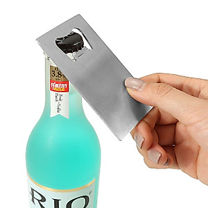 Yerwal Wallet Bottle Opener, Cool & Funny Card Size Party Wedding Favors Beer Bottle Opener for Guest,Stainless Steel (2pcs-Black and Silver)