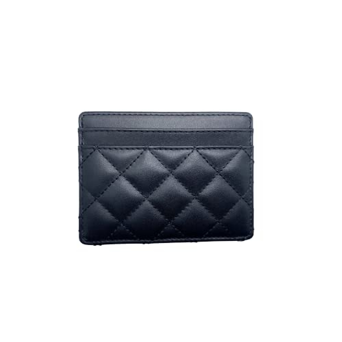 Slim Quilted Leather Card Holder Wallet with RFID Blocking