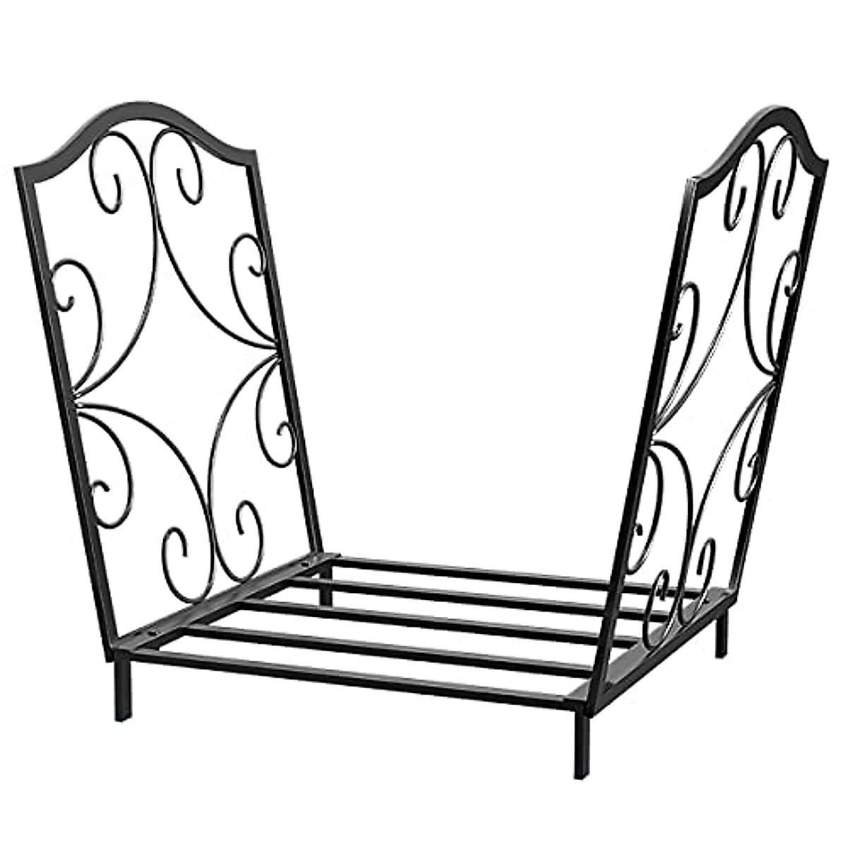 Amyove Firewood Rack Stand 17.7 Inch Firewood Rack Holder for Fireplace Wood Storage Heavy Duty Logs Holder for Outdoor Indoor Matte Black Fireplace Metal Wood Pile Storage Stacker Organizer (Small)