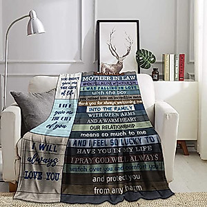 Mosslink Mother in Law Gifts from Daughter in Law, Throw Blanket Gifts for Mother in Law Gift for Birthday Christmas Mother’s Day, Flannel Fleece Soft Warm Cozy Blankets for Bed Sofa 60”x50”