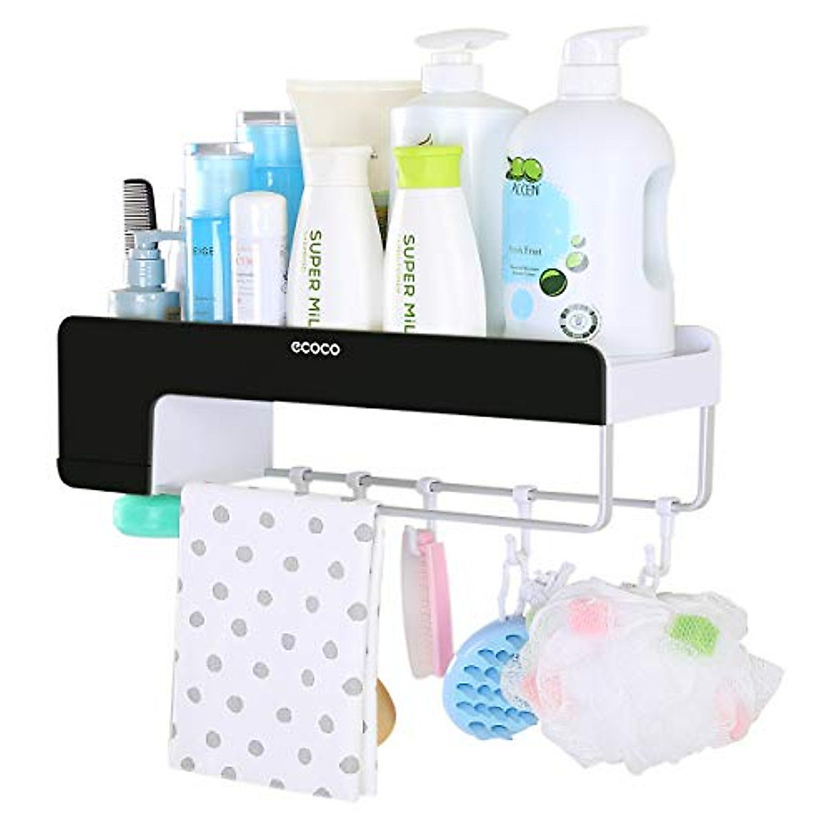 iHEBE Adhesive Bathroom Shelf Storage Organizer Wall Mount No Drilling Shower Shelf Kitchen Storage Basket Rack Shelves Shower Caddy