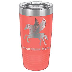 LaserGram 20oz Vacuum Insulated Tumbler Mug, Pegasus, Personalized Engraving Included (Coral)