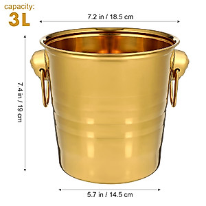 BESTOYARD Metal Ice Buckets Stainless Steel Ice Bucket Golden Cooler Bucket Champagne Wine Drinks Beer Bottles Container for Home Party Bar- 3L