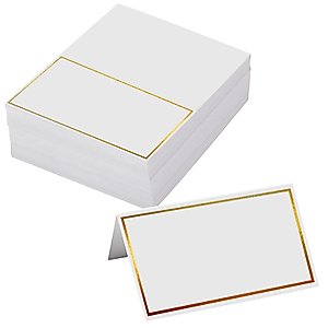 BEAGERUO 120 Pcs Place Cards for Table Setting, Blank Banquet Seat Cards, 2x3.35in, Name Cards, Tent Cards for Wedding, Birthday, Dinner Party (Gold)