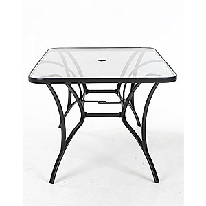 CoscoProducts COSCO 88646GLGE Paloma Patio Tempered Glass Top Dining Table, Gray