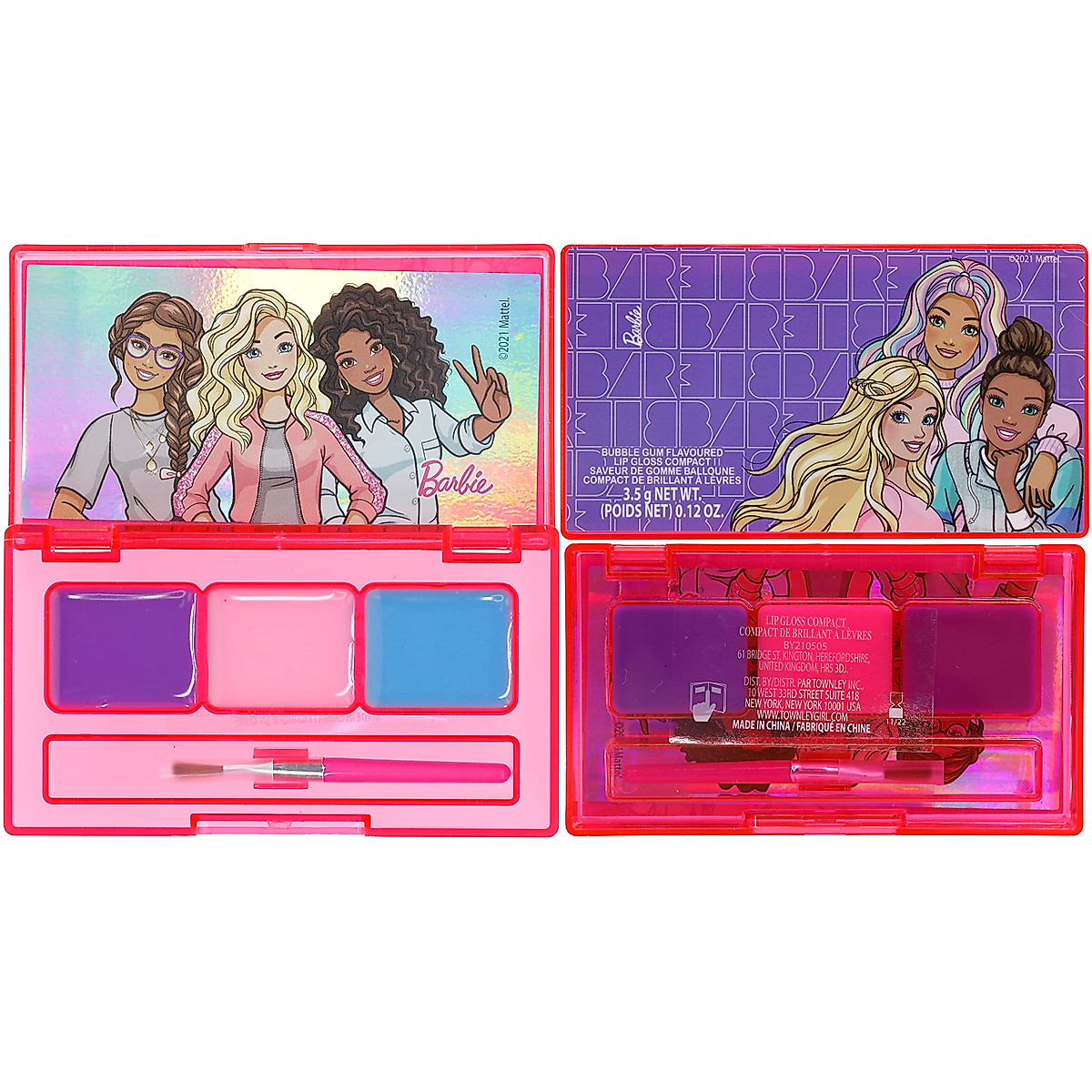 Barbie - Townley Girl Backpack Cosmetic Makeup Gift Bag Set 12 Pcs includes Lip Gloss, Nail Polish & Hair Accessories for Kids Teen Tween Girls, Ages 3+ perfect for Parties, Sleepovers and Makeovers