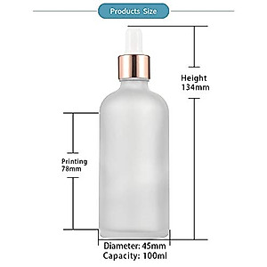 2 Pack 100ml/3.4 Oz,White Frosted Glass Dropper Bottle for Essential Oils,Empty Glass Liquid Holder With Pure Eye Dropper,Rose-Golden Caps Travel Perfume Cosmetic Container-Pipette&Funnel Included