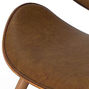 SIMPLIHOME Marana 18 Inch Wide Mid Century Modern Dining Chair in Deep Tan Vegan Faux Leather, For the Dining Room