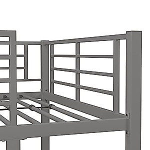 DHP Junior Twin Metal Loft Bed with Slide, Multifunctional Design, Silver with Blue Slide