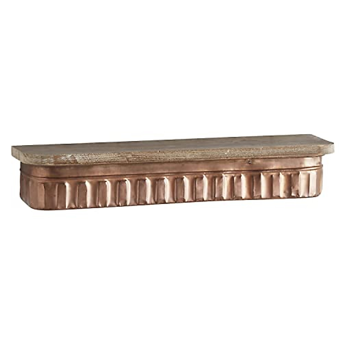 47th & Main Classic Wood and Iron Wall Shelf, 21" L x 5" W x 3.5" H, Copper