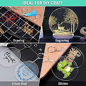 Audab Acrylic Keychain Blanks, 30PCS Bulk Acrylic Circles Clear Disc Ornaments Blanks with Hole for Vinyl, DIY Keychain and Craft Project (3 Inch, 30 Pcs)