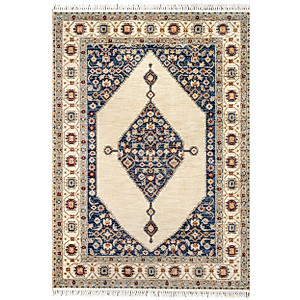 nuLOOM Halley Floral Medallion Runner Rug , 2' x 6', Ivory, Rectangular, 0.25" Thick