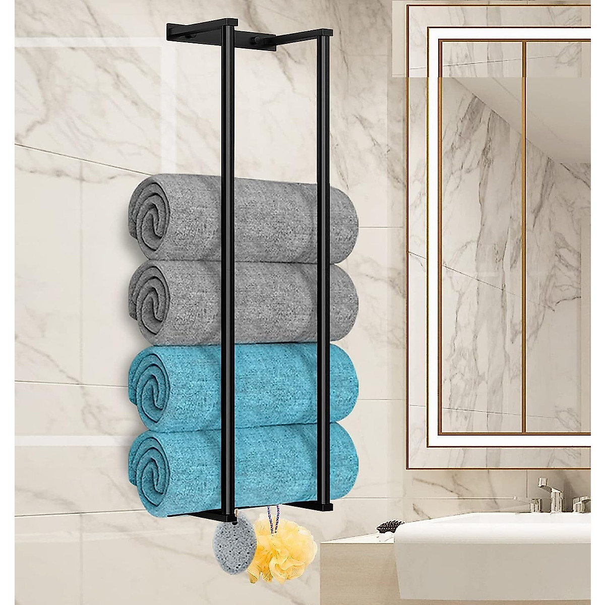 Generic Bathroom Towel Storage Rack Black Stainless Steels Towel Racks for Bathroom 28 Inch Towel Rack Wall Mounted Simple Small Organizers and Storage for Bathroom Bathroom Shelves for Wall
