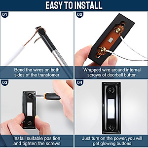 Dreyoo Metal Doorbell Push Button, Heavy Duty Metal Door Bell Wired Button LED Lighted Wall Mounted Door Bell Push Buttons for Home Universal Garage Door Opener Switch (Black)