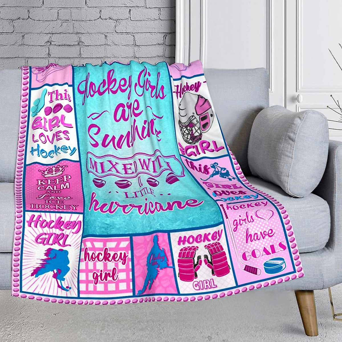 Wotail Hockey Gifts, Hockey Blanket, Hockey Gifts Ideas, Ice Hockey Gifts, Field Hockey Gifts, Hockey Gift, Gifts for Hockey Lovers 60"x 50"