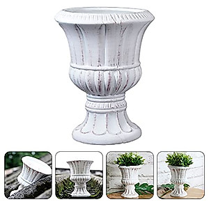 Happyyami 1Pc Tall Succulent Flower Pot Home Decor Balcony Planter Pot Porcelain Planter Pot Bonsai Tree planters for Indoor Plants Garden Roman Pillar Statue Nordic Ceramics White Clay Pot