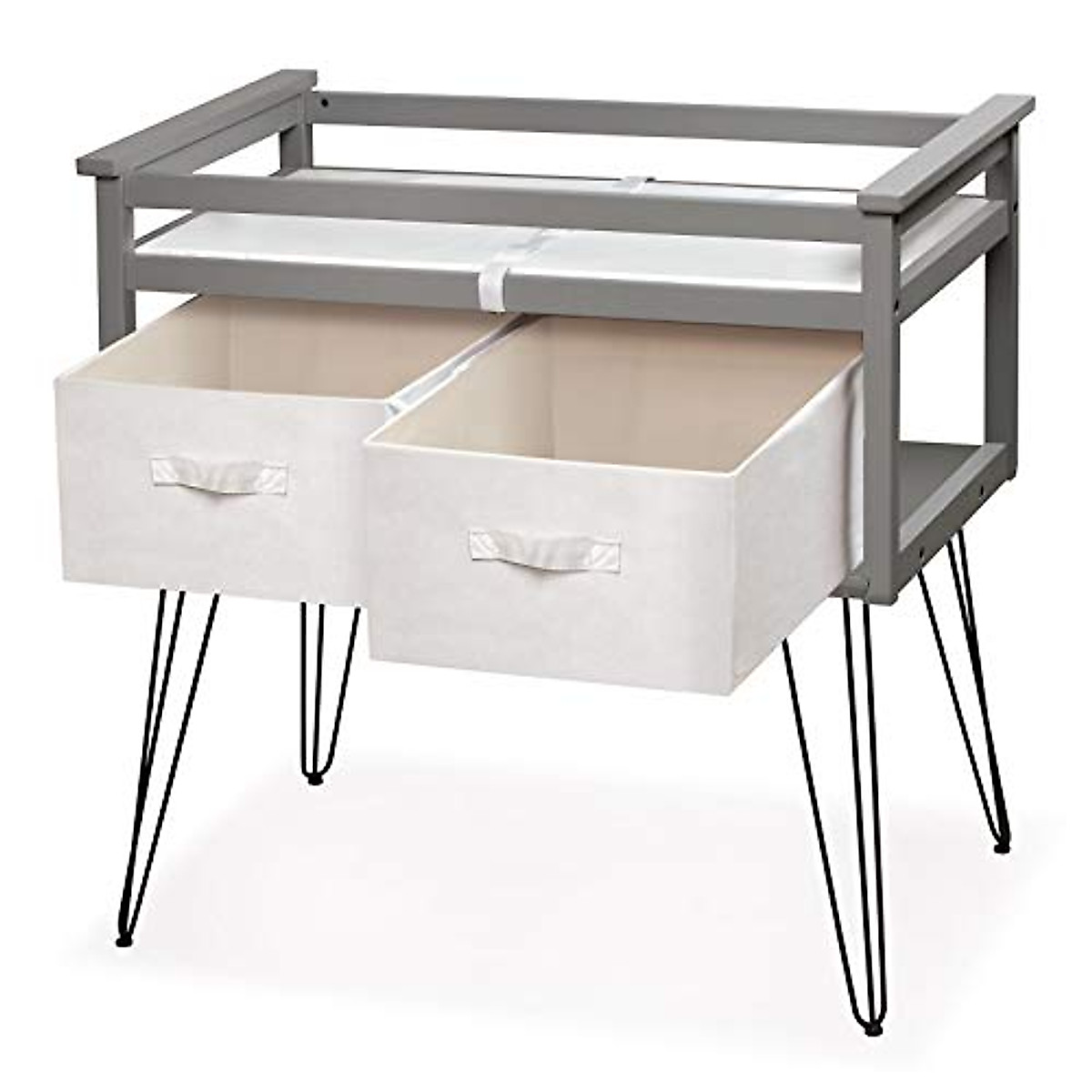 Badger Basket Contempo Convertible Changing Table for Infants and Babies - Includes Two Baskets, Gray/White