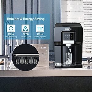 SOOPYK Countertop Bottleless Ice Maker Machine Water Dispenser with Water line Bullet Ice Cubes 18 lbs in 24 hrs for Home Office (without HOT WATER OR FILTER)