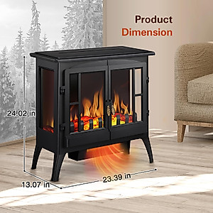 Havato Electric Fireplace Heater, Freestanding Fireplace Heater with Realistic Flame, Overheating Safety Protection, Indoor Space Heater(24 Inch, Black)
