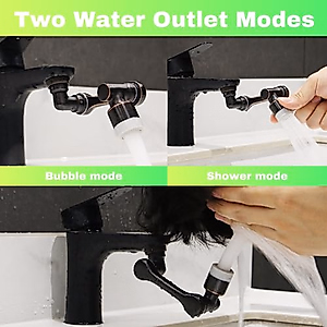 1080°Free Rotating Faucet Extender(, Universal Swivel Robotic Arm Swivel Extension Faucet Aerator with 2 Water Outlet Modes,Brass Faucet Attachment for Kitchen Bathroom Sink(Oil Rubbed Bronze)